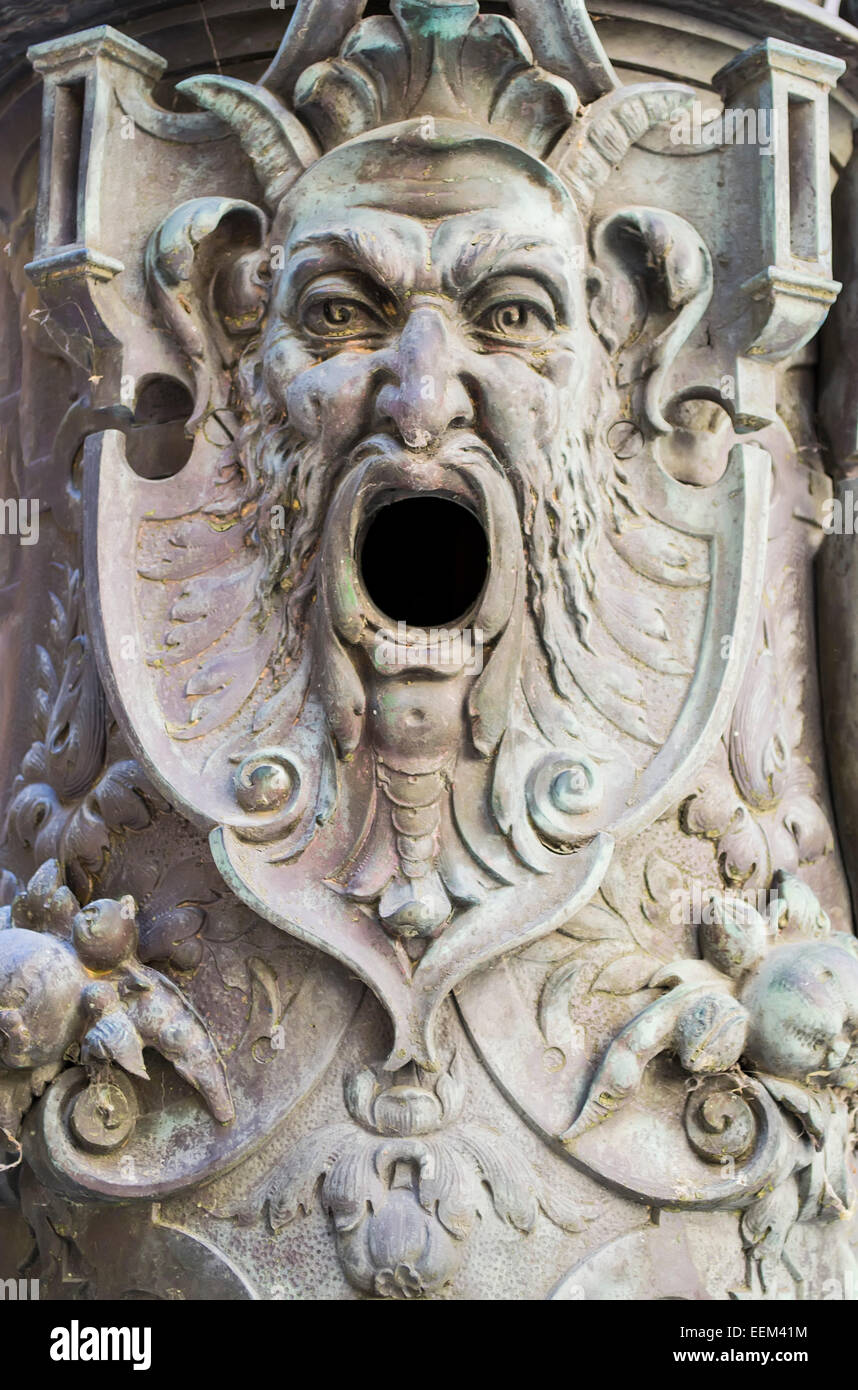 Architectural detail representing a devilish mythological character ...