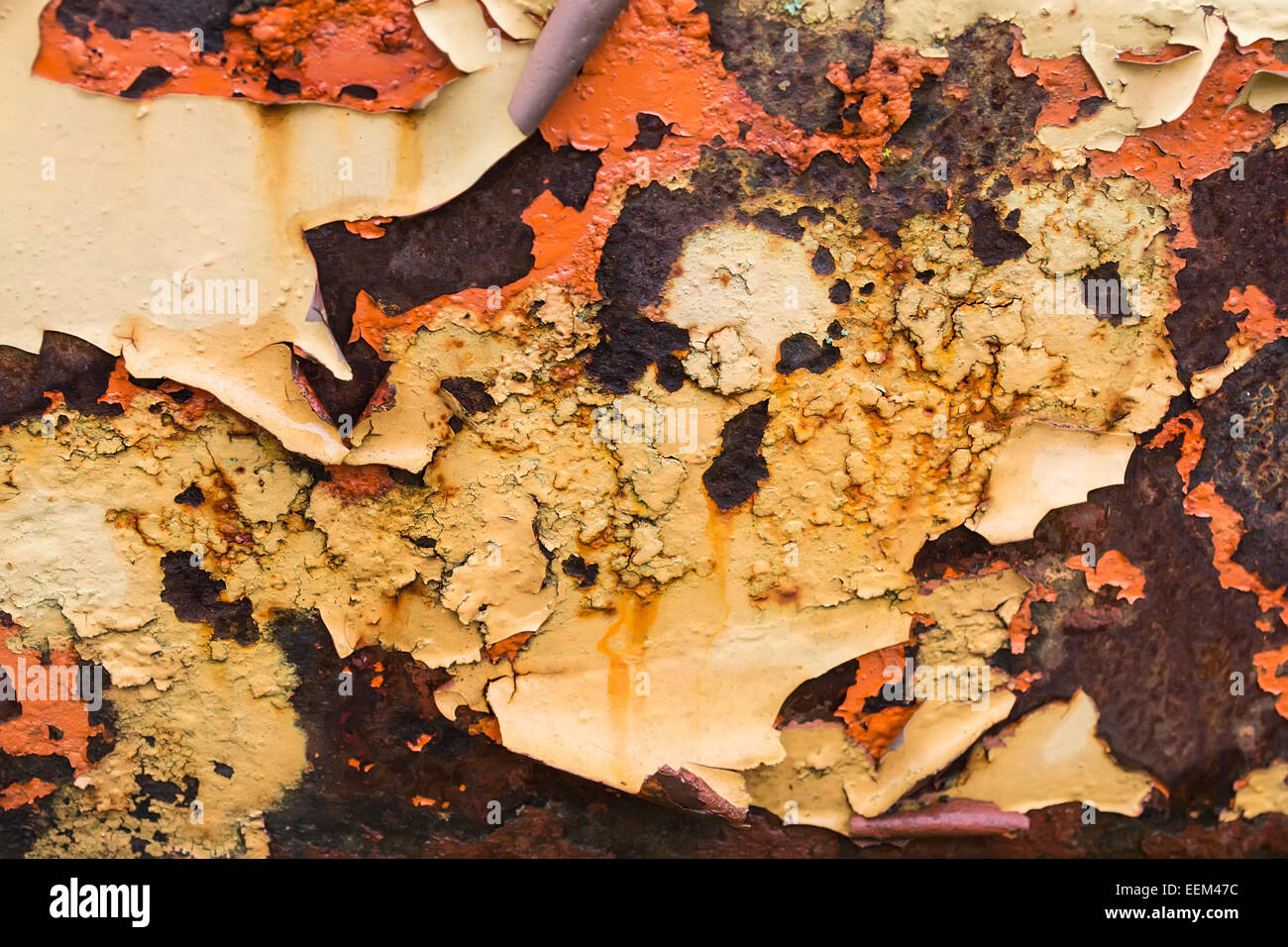 Chipped layers of paint on rusty metallic surface, background Stock ...