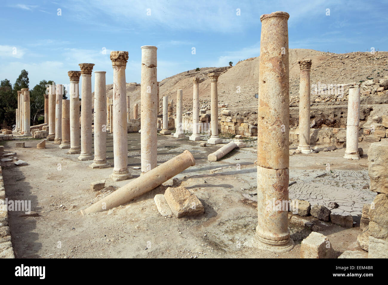Byzantine Basilica, ancient ruins of Pella, also Tabaqat Fahl, Wadi ...