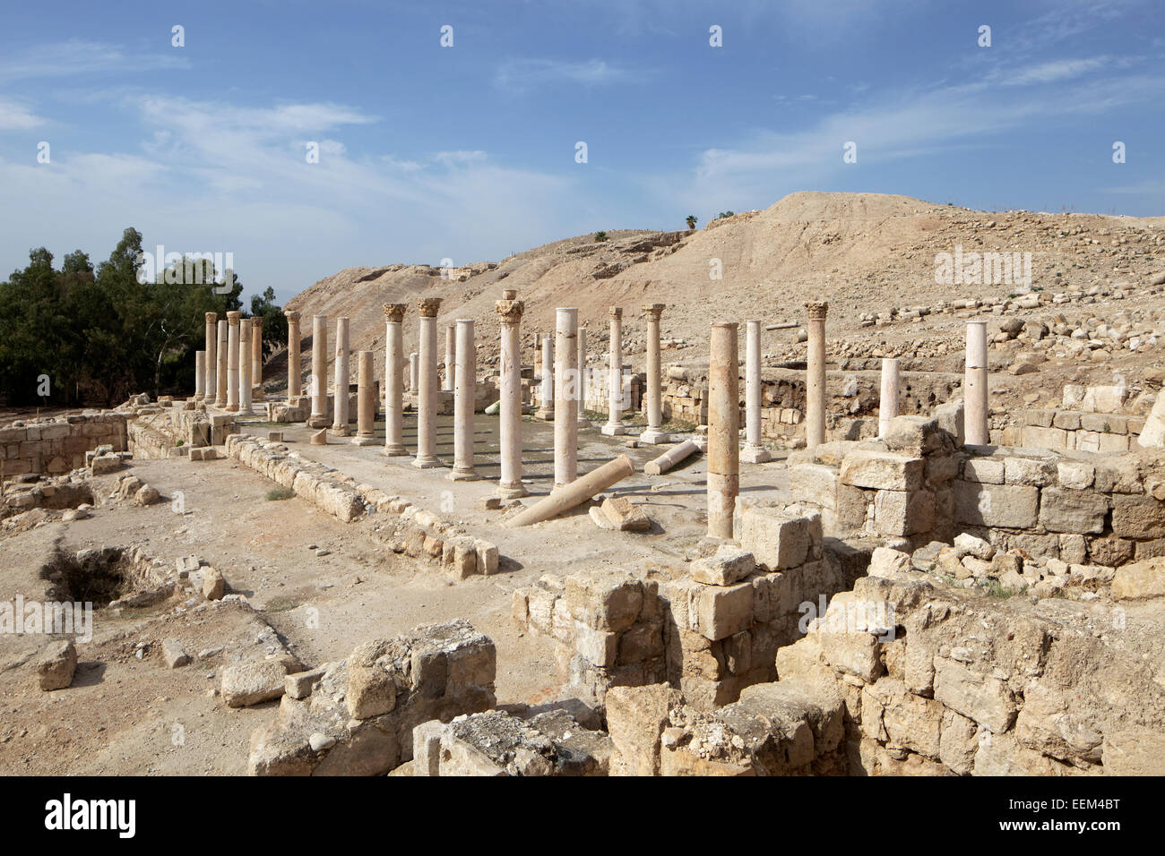 Byzantine Basilica, ancient ruins of Pella, also Tabaqat Fahl, Wadi ...
