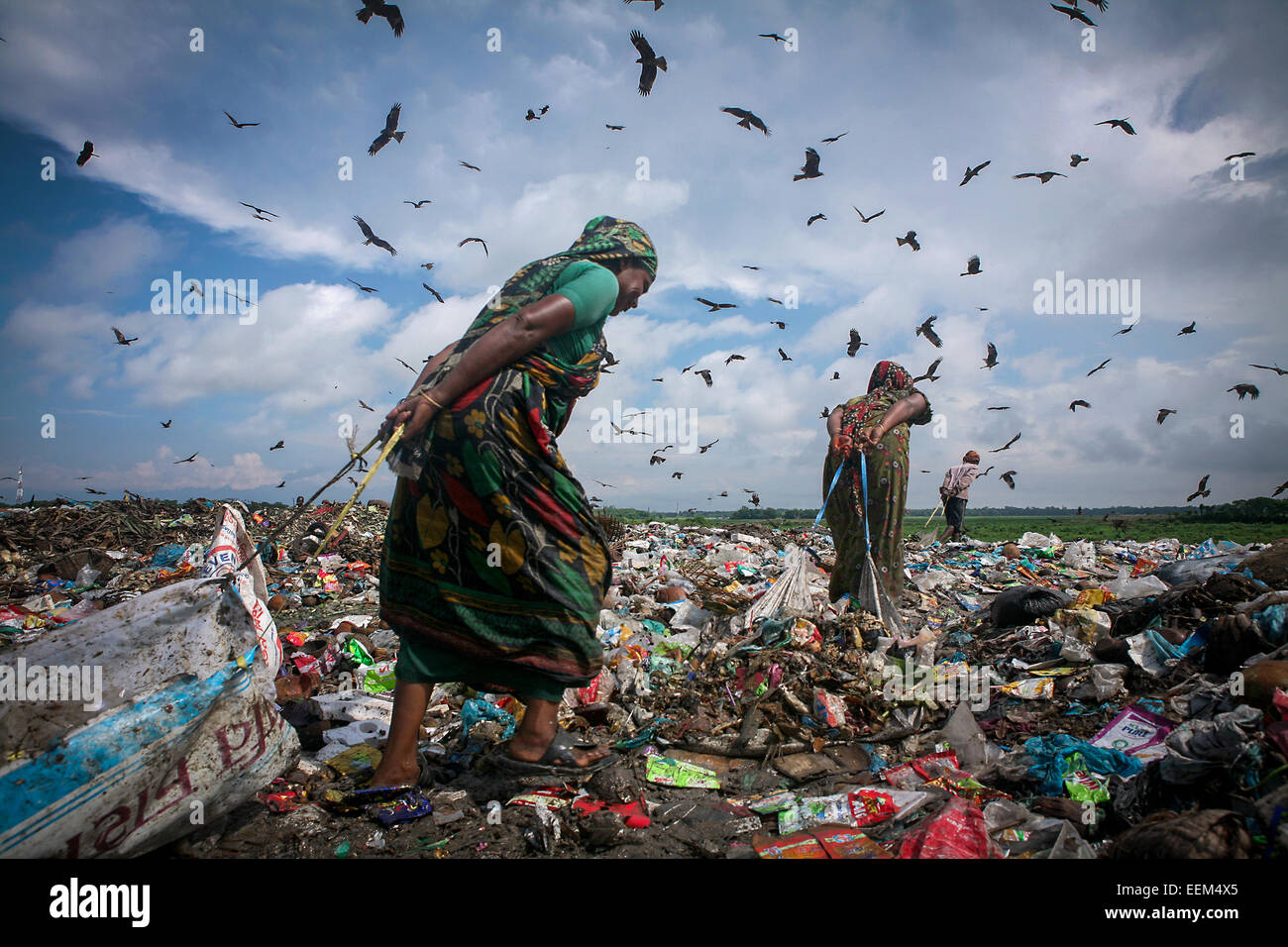 The garbage scavengers pick sellable items from the filthy waste of ...