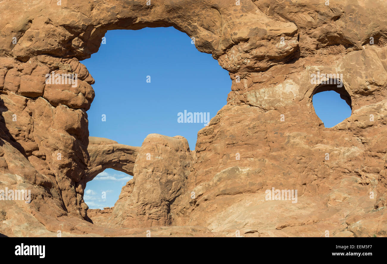 Turret Arch, natural arch, with North Window natural arch at the back ...