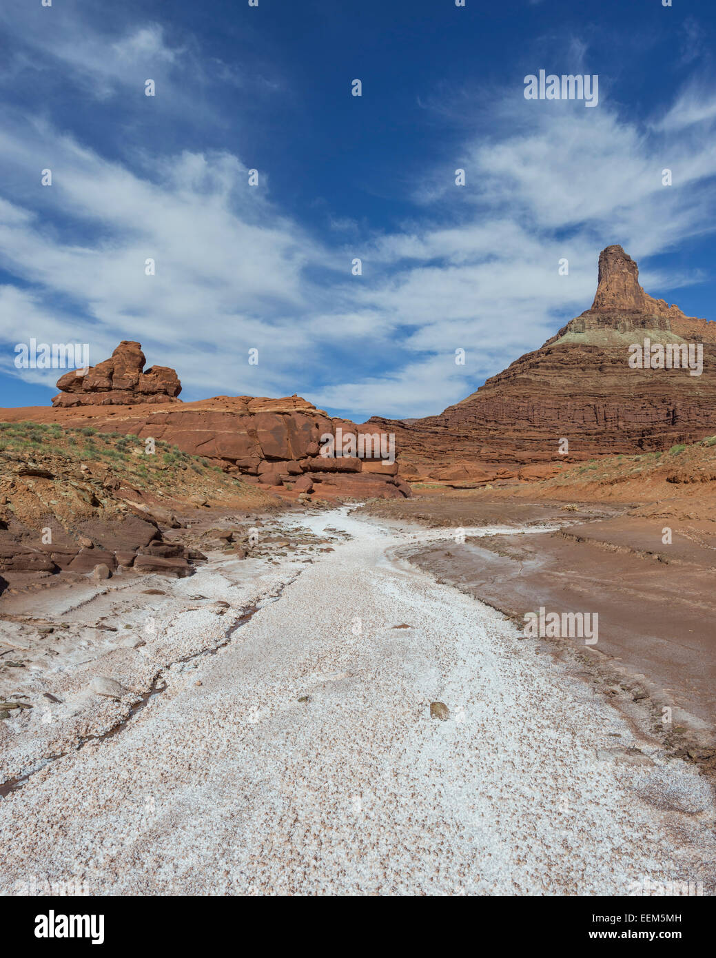 Salt deposits in a dry river bed, Potash Road, Moab, Utah, United ...