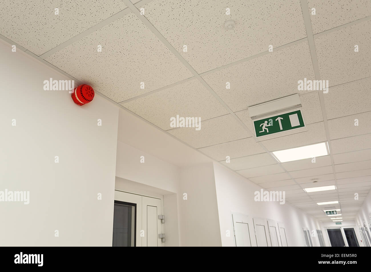 Emergency exit in the modern office building Stock Photo - Alamy