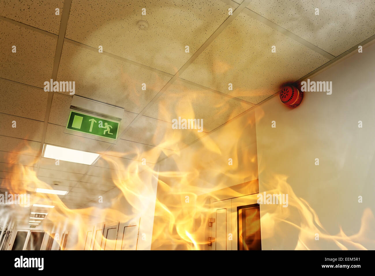 Big fire in the modern office building Stock Photo - Alamy