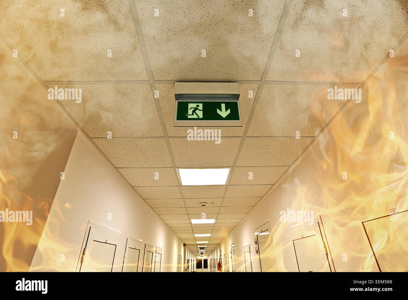 Big fire in the modern office building Stock Photo - Alamy