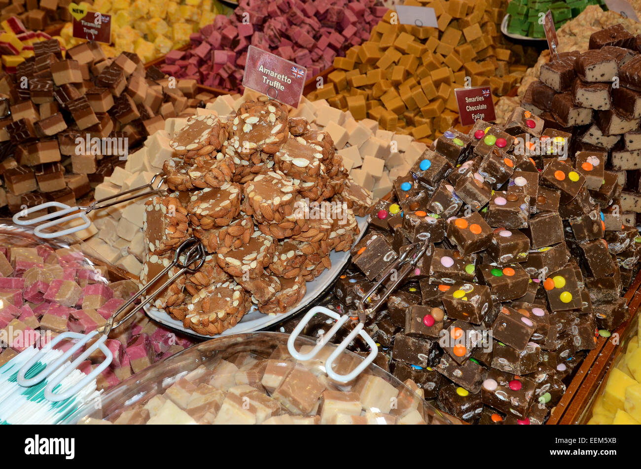 Candies, candy shop in International Street Market, Ystad, Sweden Stock ...