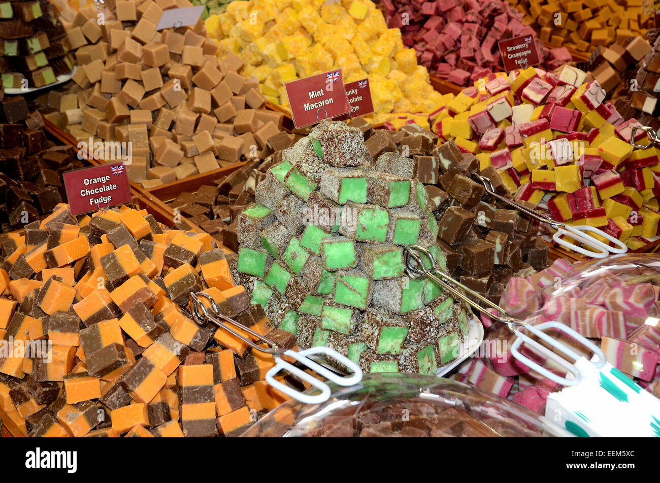 Candies, candy shop in International Street Market, Ystad, Sweden Stock ...