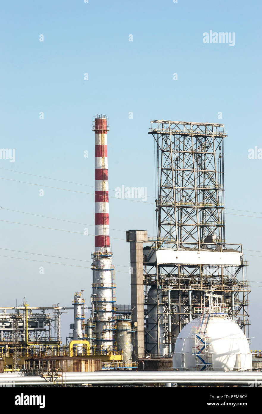Petrol distillery installation as part of the complex processing of oil ...