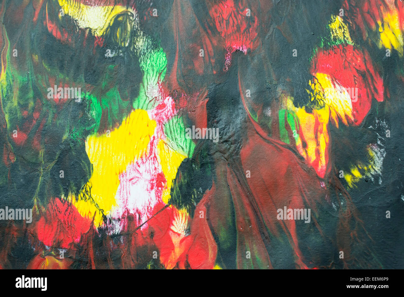 Various acrylic colors blended and smeared in an abstract artistic ...