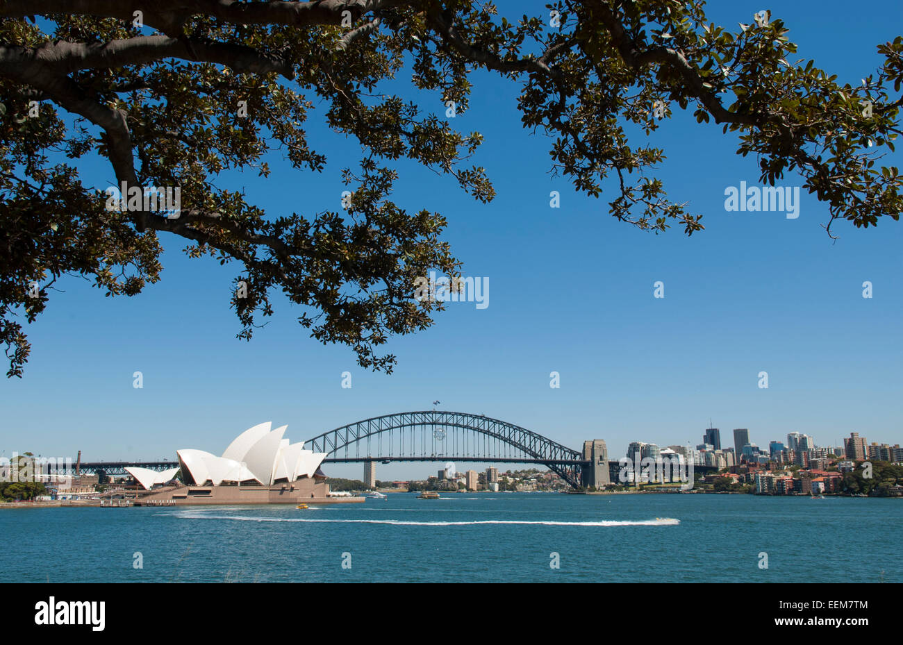 Australia, Sydney, View of Sydney's Opera House and Harbor Bridge Stock ...