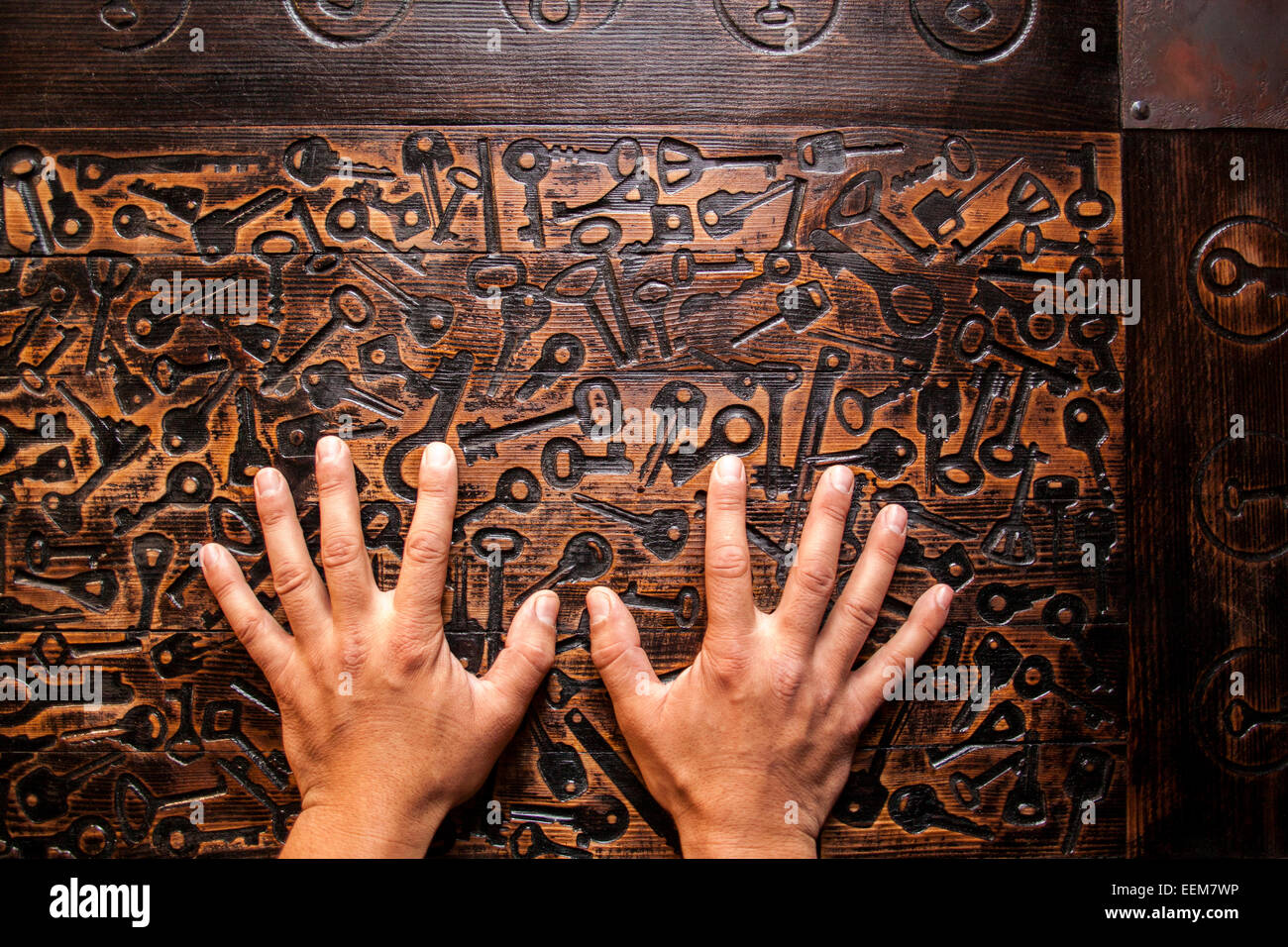 Close up of hands of Mari man hands on wooden surface Stock Photo - Alamy