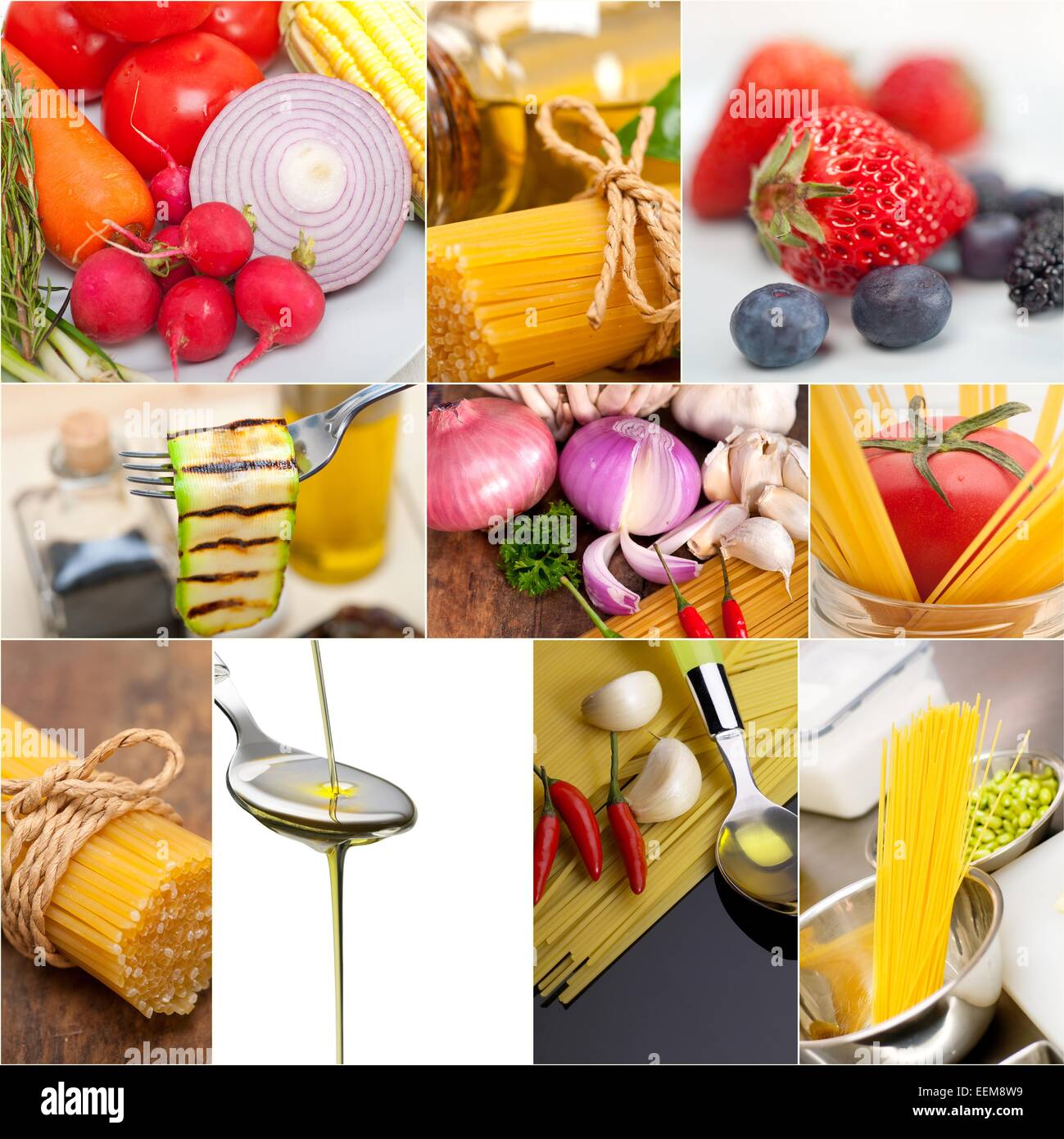 healthy Vegetarian vegan food collage nested on white frame Stock Photo ...