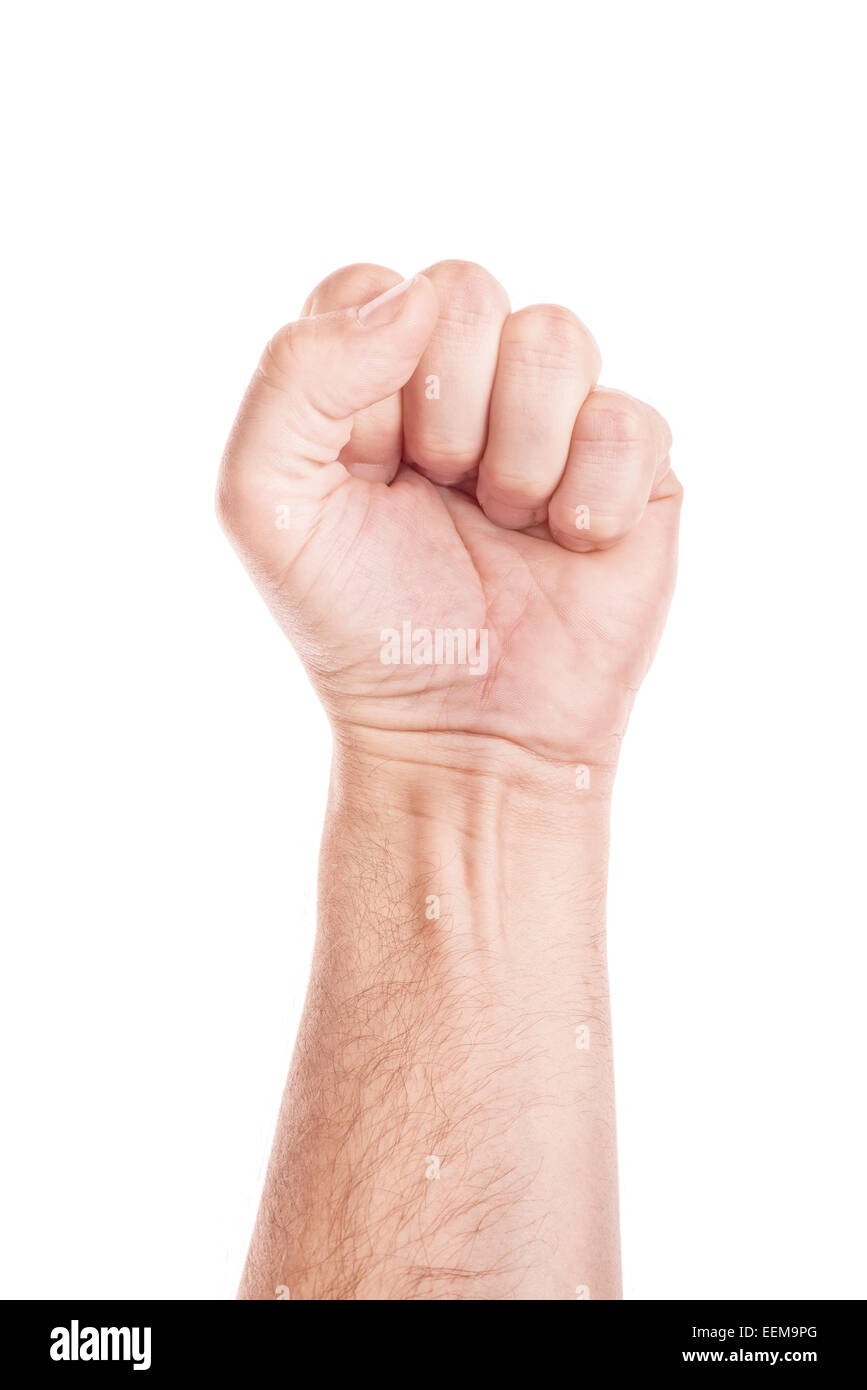 Labor movement, workers union strike concept with male fist isolated on ...