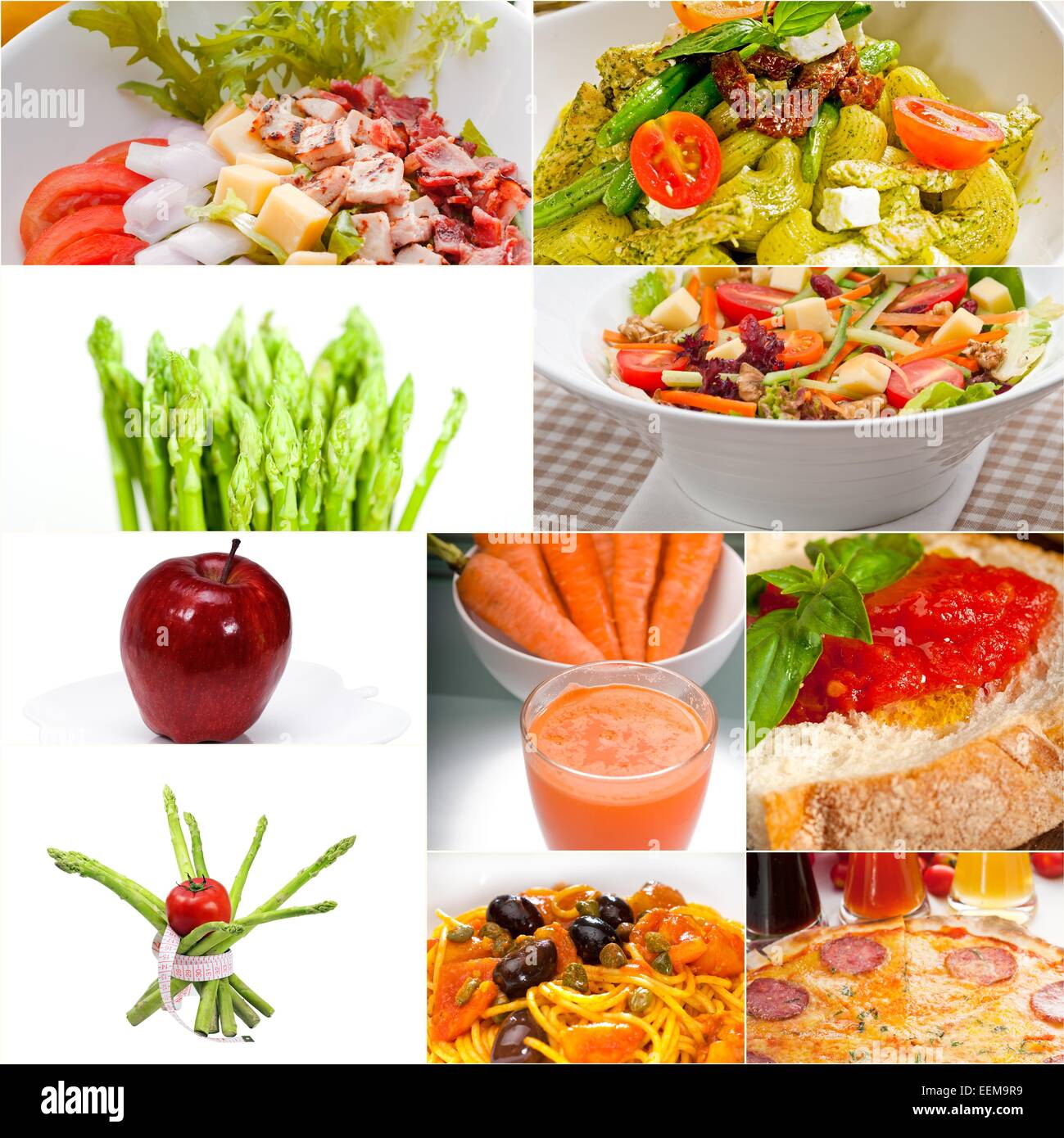 healthy Vegetarian vegan food collage nested on white frame Stock Photo ...