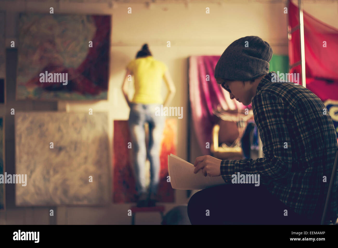 Three young artists hi-res stock photography and images - Alamy