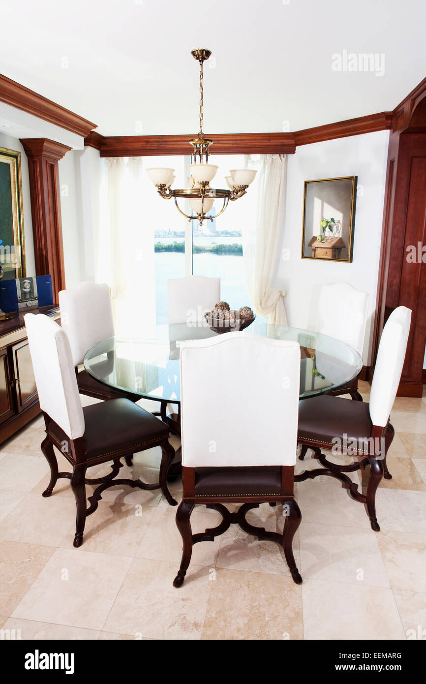 Table and chairs in ornate dining room Stock Photo - Alamy