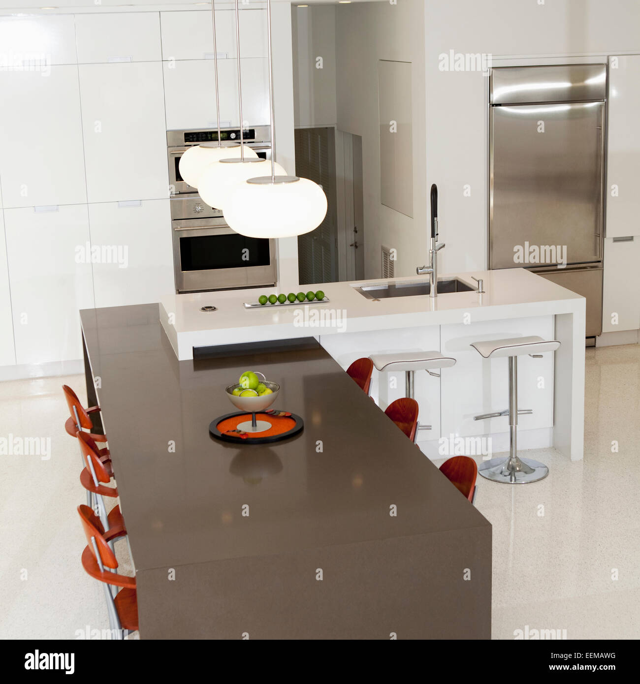 High angle view of counters in modern kitchen Stock Photo - Alamy