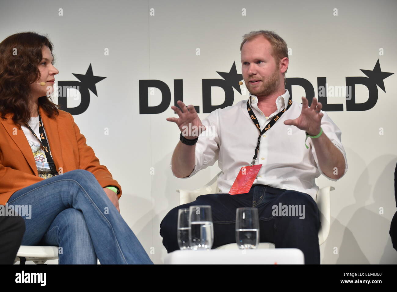 MUNICH/GERMANY - JANUARY 19: Tony Haile (Chartbeat) gestures on a panel ...
