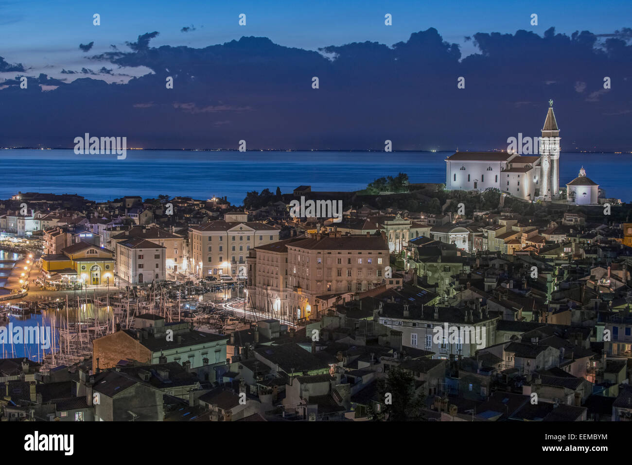 Aerial view of village buildings illuminated at night Stock Photo - Alamy