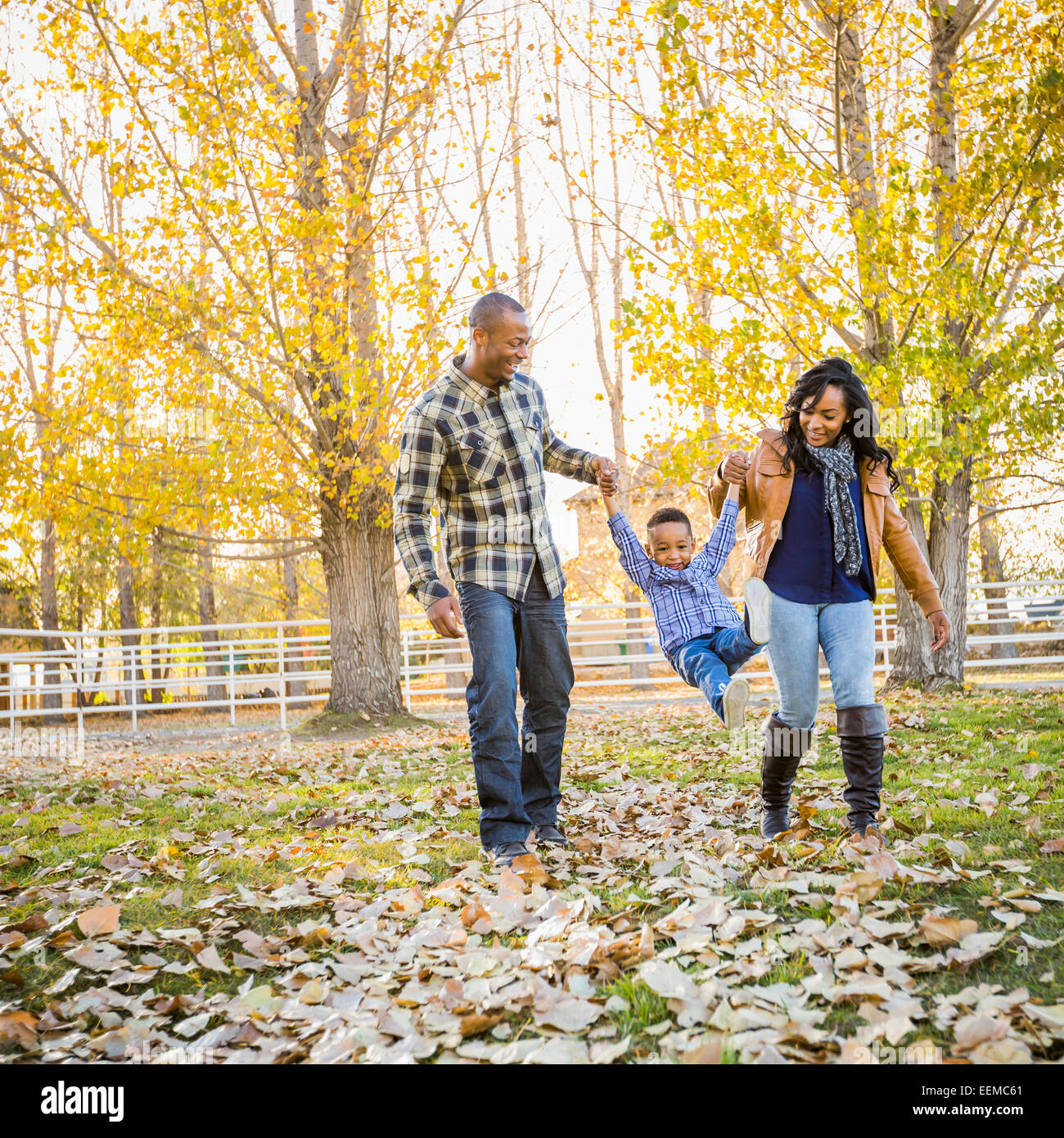 African american family fall foliage hi-res stock photography and ...