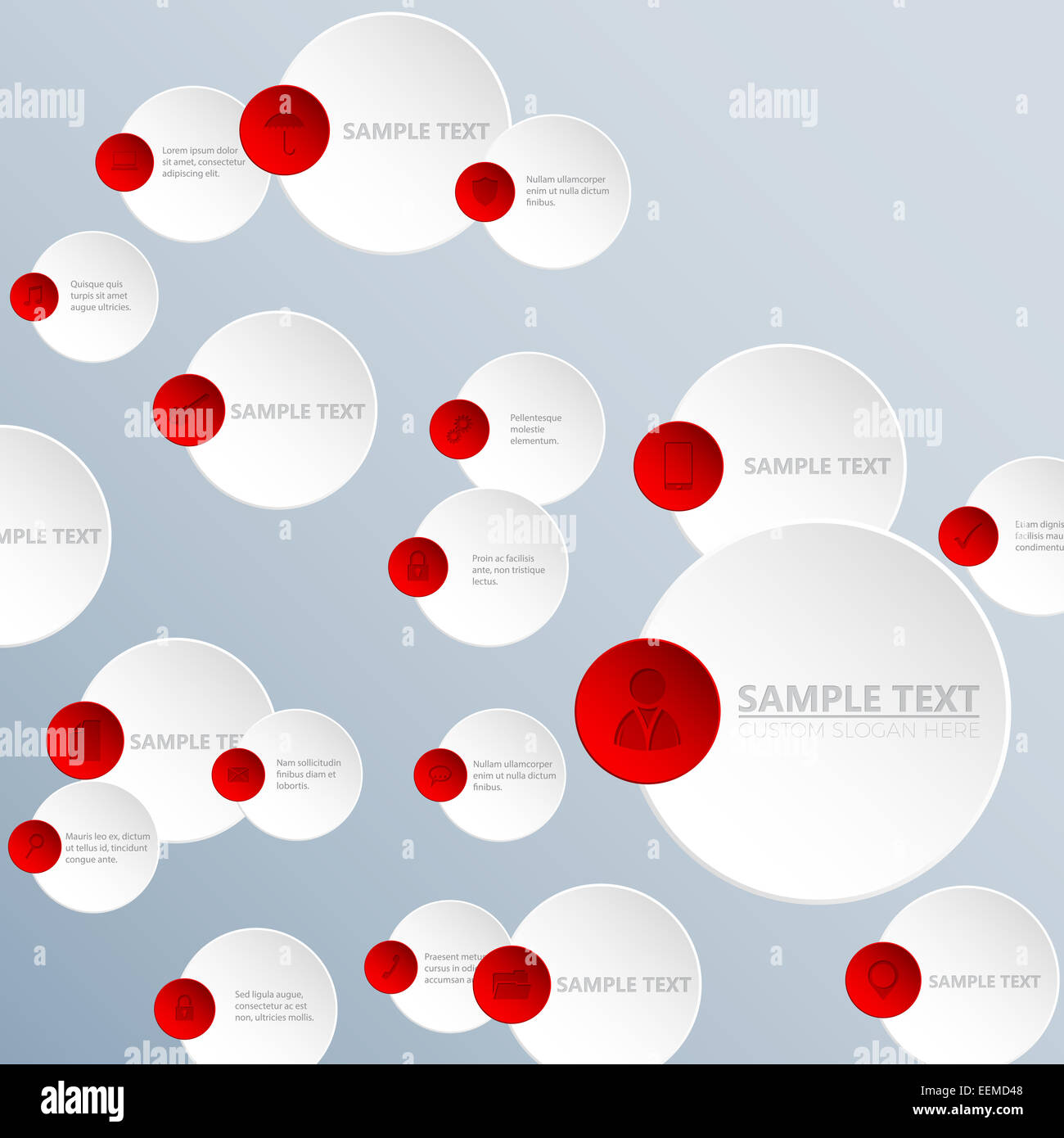 Abstract circle background design with various business communication ...