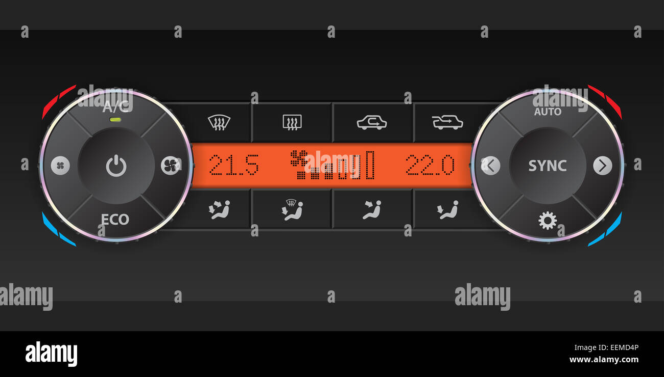 Digital air condition dashboard design with dual ac and orange lcd ...