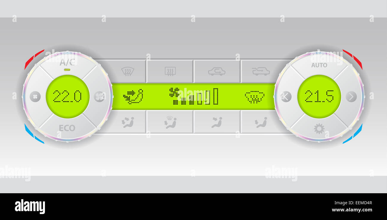 Digital air condition white dashboard design with dual ac and green lcd ...