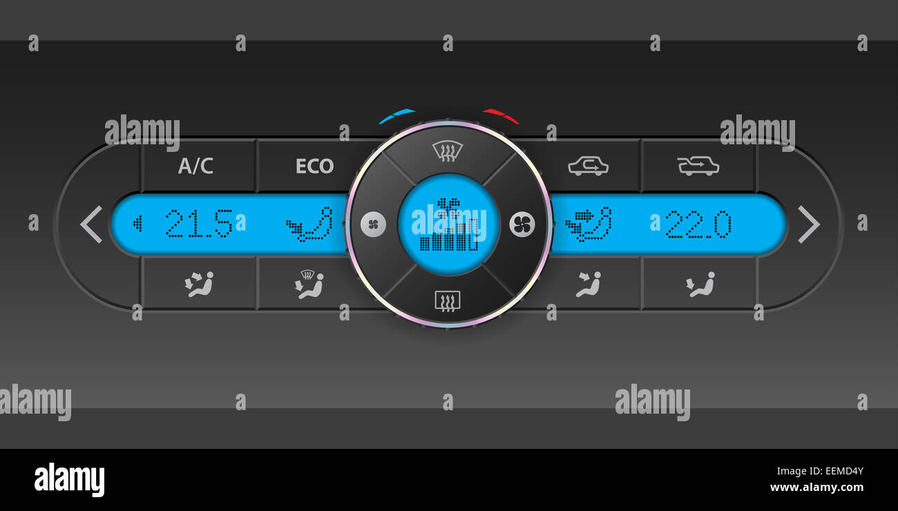 Digital air condition dashboard design with lots of options and blue ...