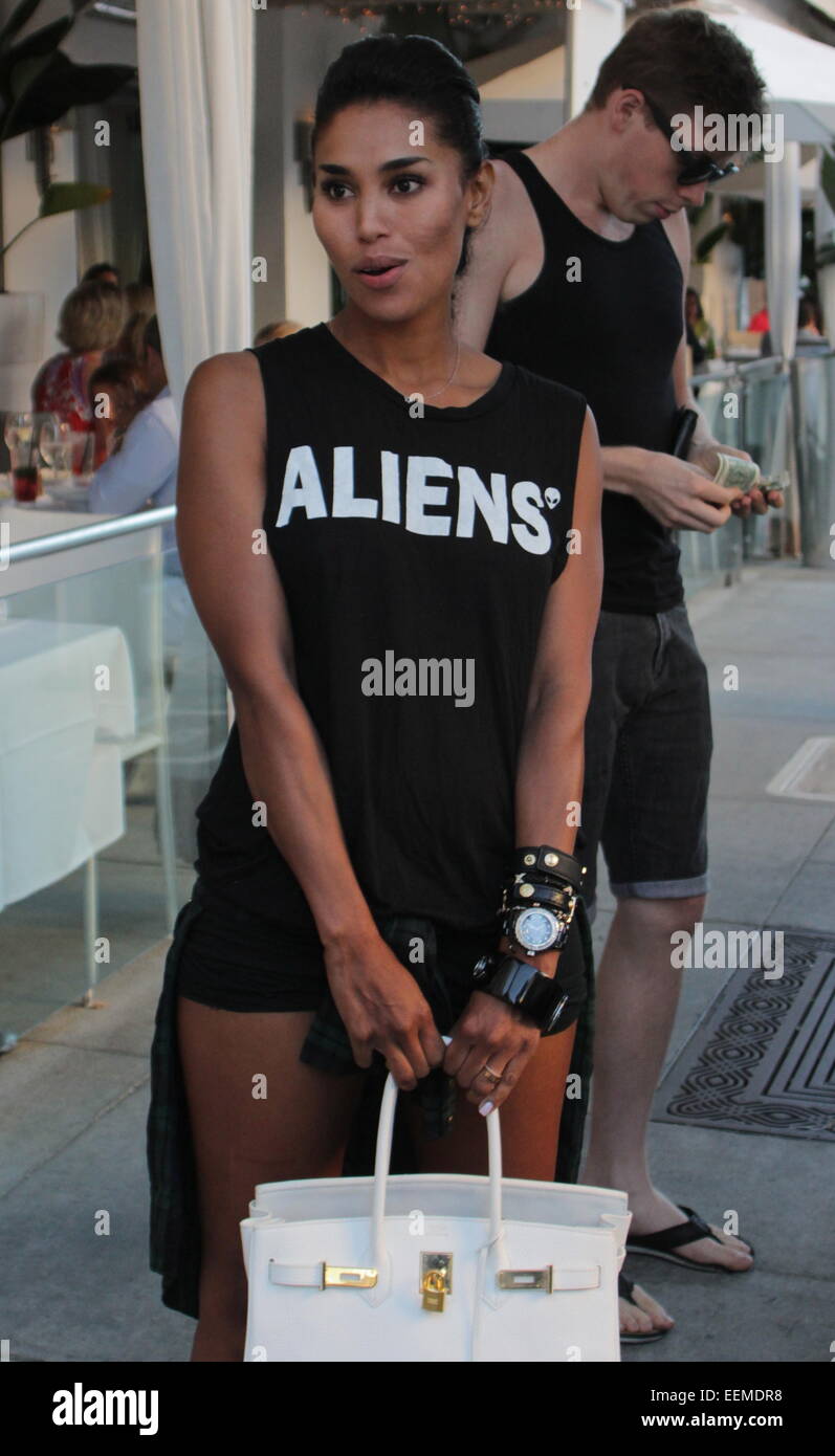 V. Stiviano leaves Villa Blanca in Beverly Hills Featuring: V. Stiviano ...
