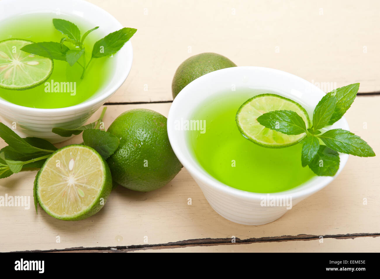 fresh and healthy mint infusion tea tisane with lime Stock Photo - Alamy