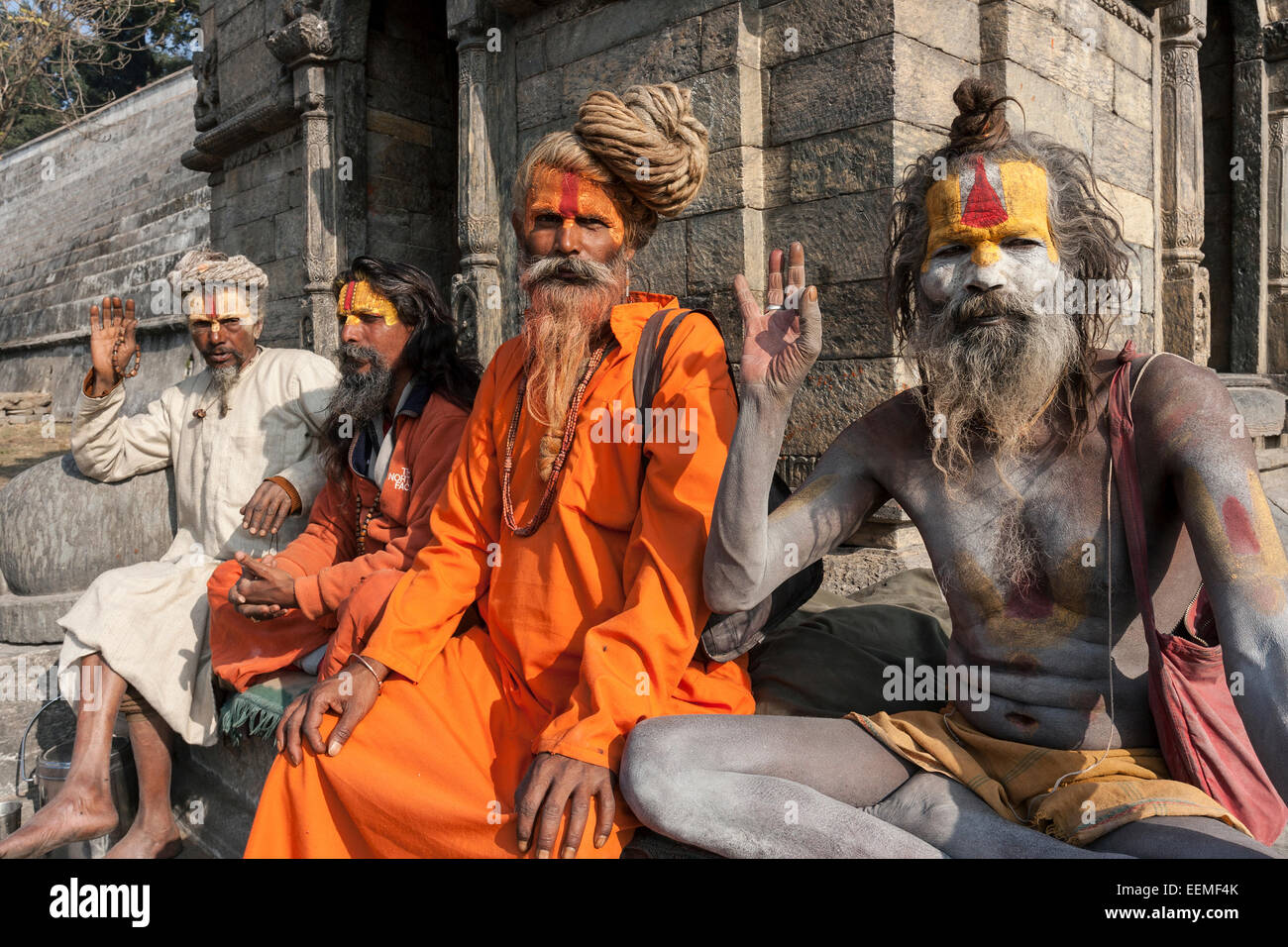 Sadhus, ascetics, holy men, Pashupatinath, Kathmandu, Nepal Stock Photo ...