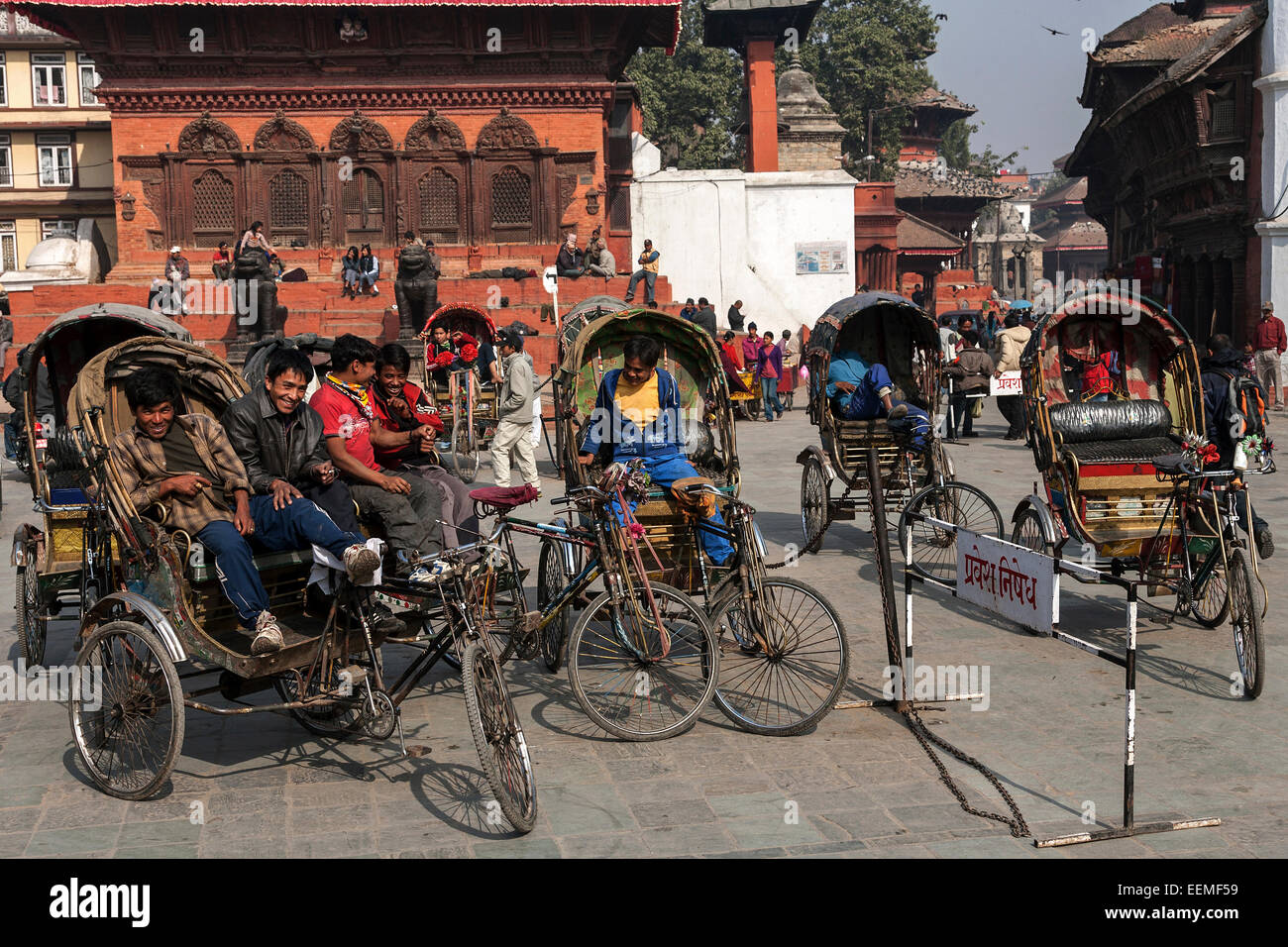 Cycle rickshaws on Durbar Square, Kathmandu, Nepal Stock Photo - Alamy