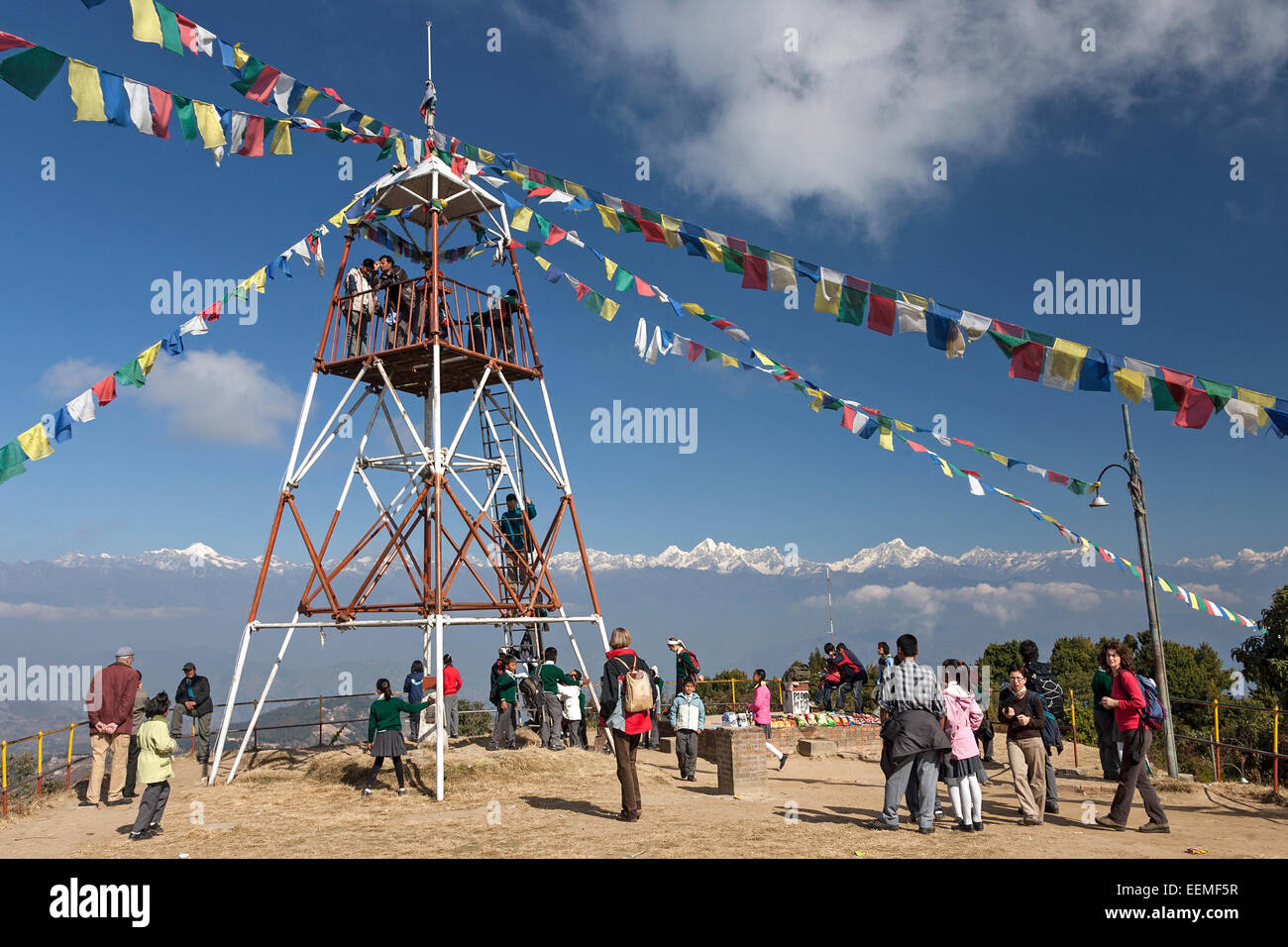 The Tower at Nagarkot with views of the mountains of the Himalayas ...