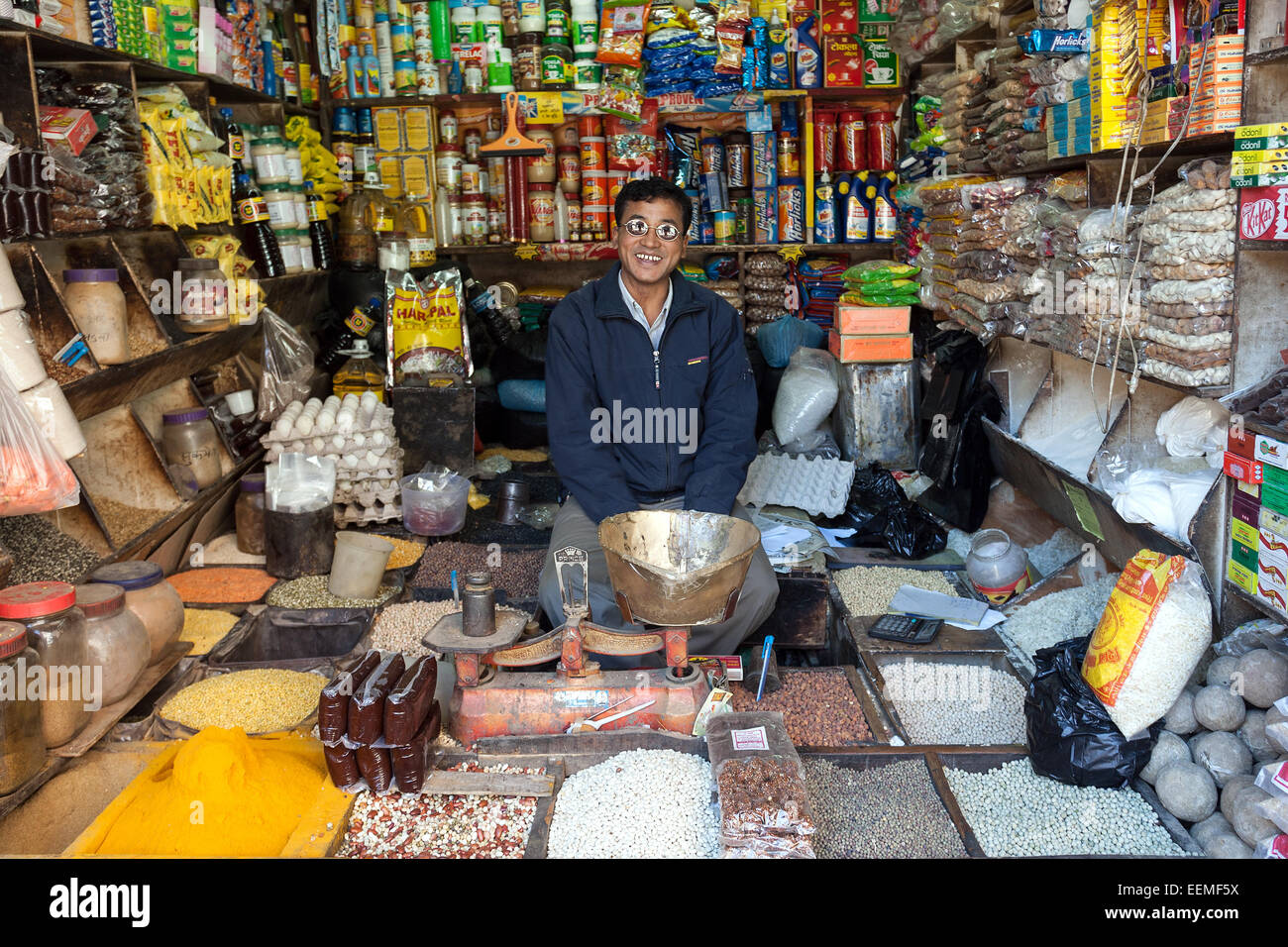 Store, seller, Nepalese man, Durbar Square, Patan, Nepal Stock Photo ...