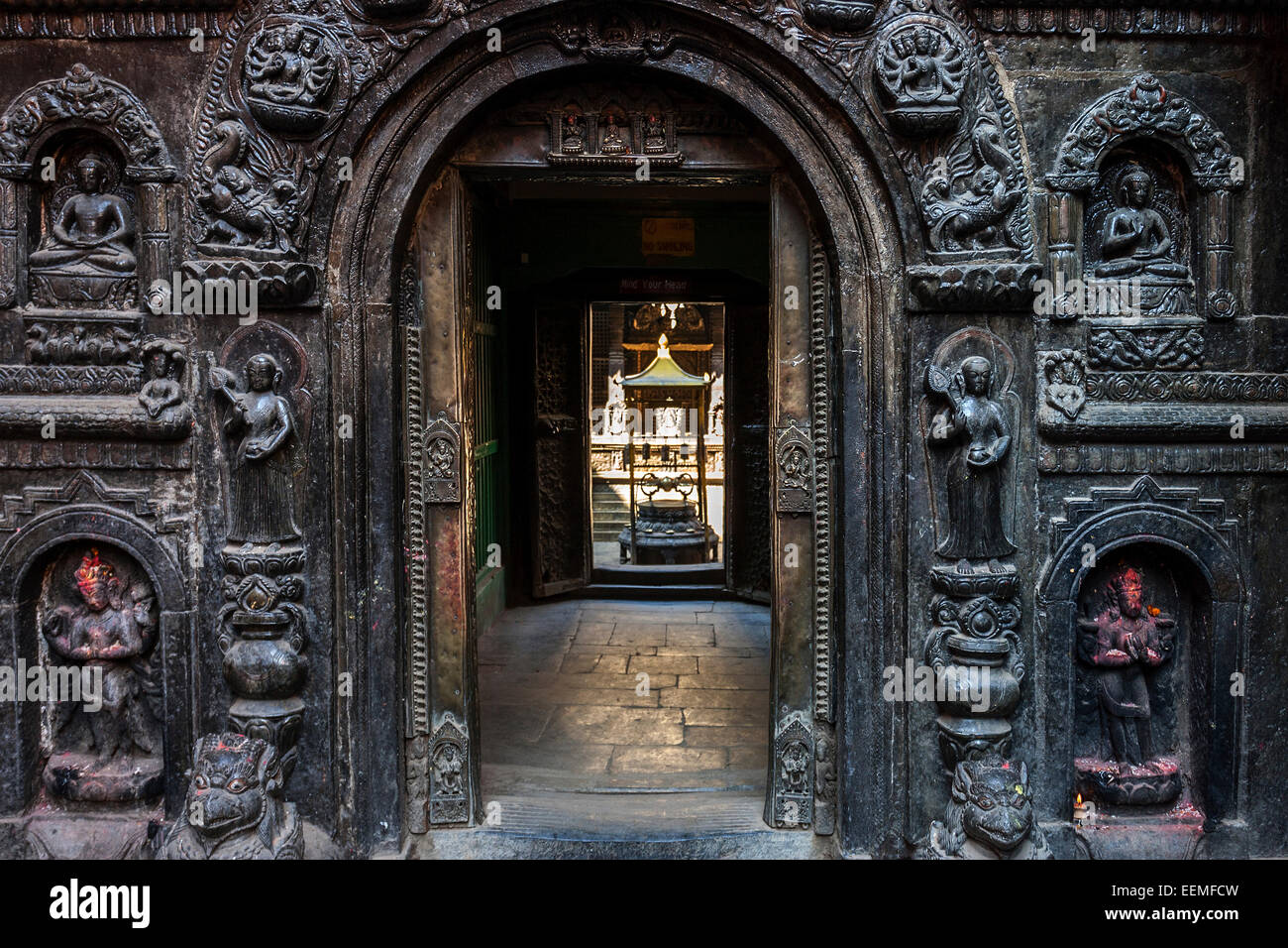 Entrance to the Buddhist monastery Kwa Bahal, Golden Temple, Patan ...
