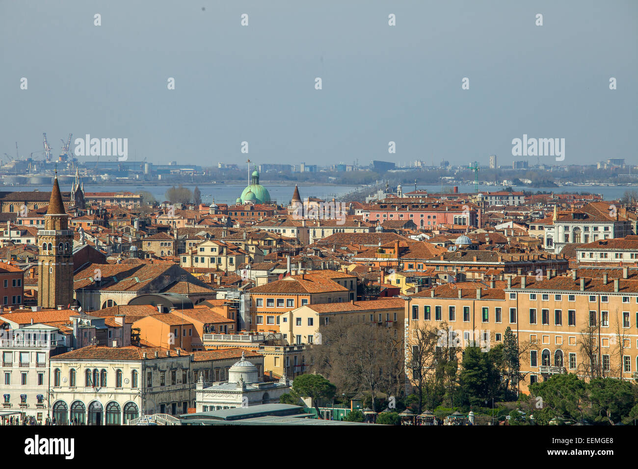 Panoramic view on Venice and its harbor in the background Stock Photo ...