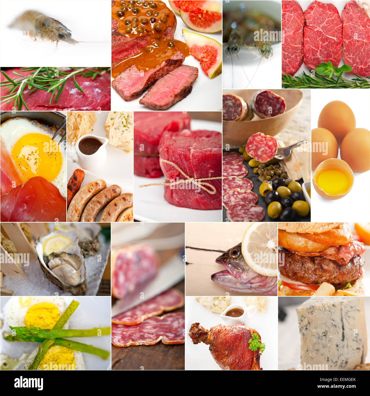 high protein food collection collage nested on white frame Stock Photo ...