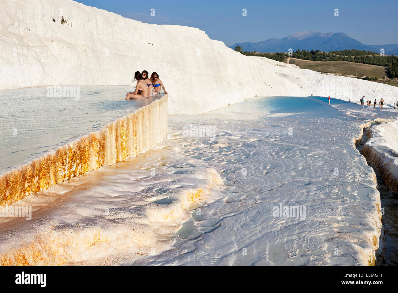 Travertine terraces of Pamukkale. Denizli Province, Turkey Stock Photo ... Travertine terraces of Pamukkale. Denizli Province, Turkey Stock Photo ...