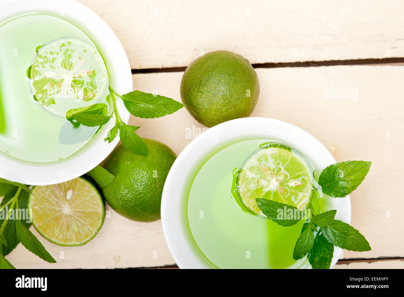 fresh and healthy mint infusion tea tisane with lime Stock Photo - Alamy
