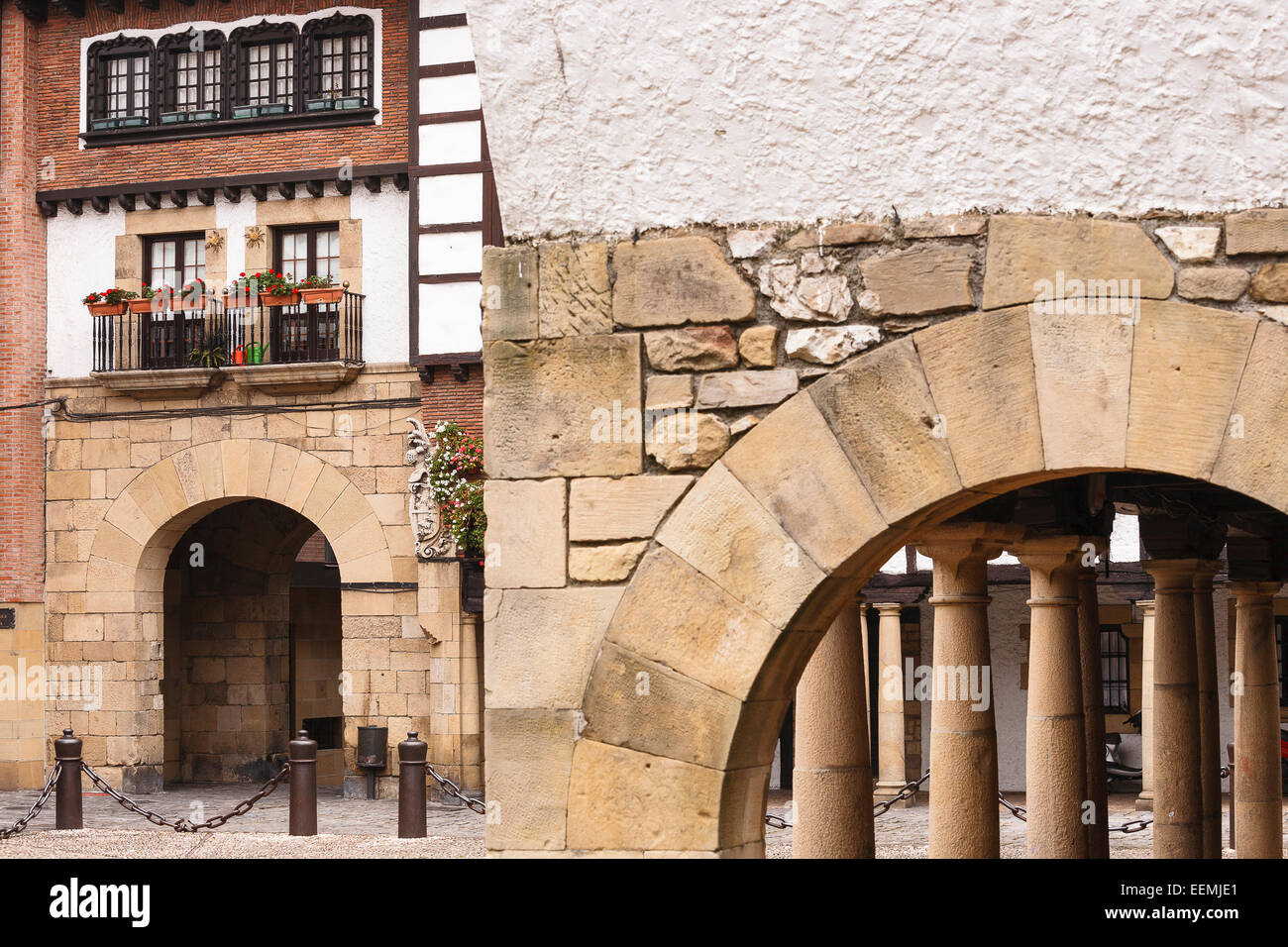 Guipuzcoa square. Hondarribia-Fuenterrabia. Euskadi. Basque country ...