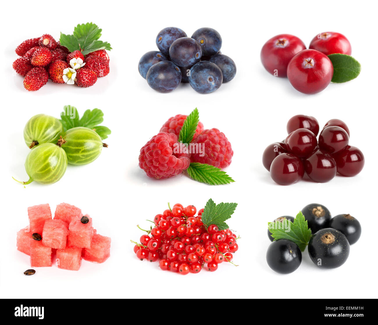 Collection of sweet berries on white background Stock Photo - Alamy