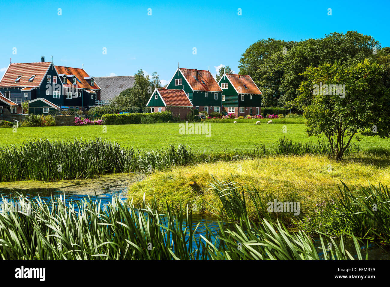 Amsterdam, Waterland district, Marken, typical country houses near the ...