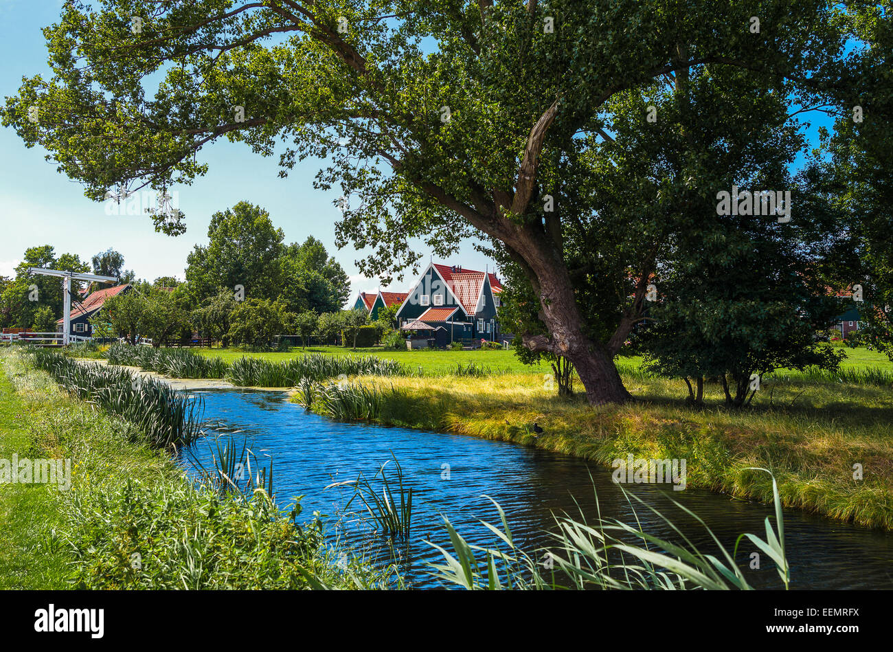 Amsterdam, Waterland district, Marken, typical country houses near the ...