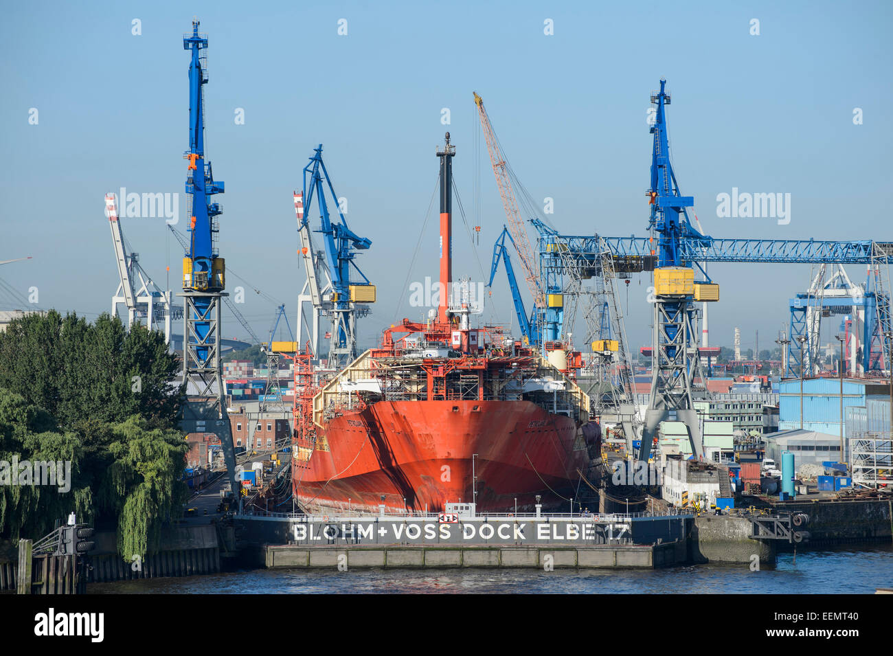 The Petrojarl Banff, floating storage vessel, in the dry dock of Blohm ...