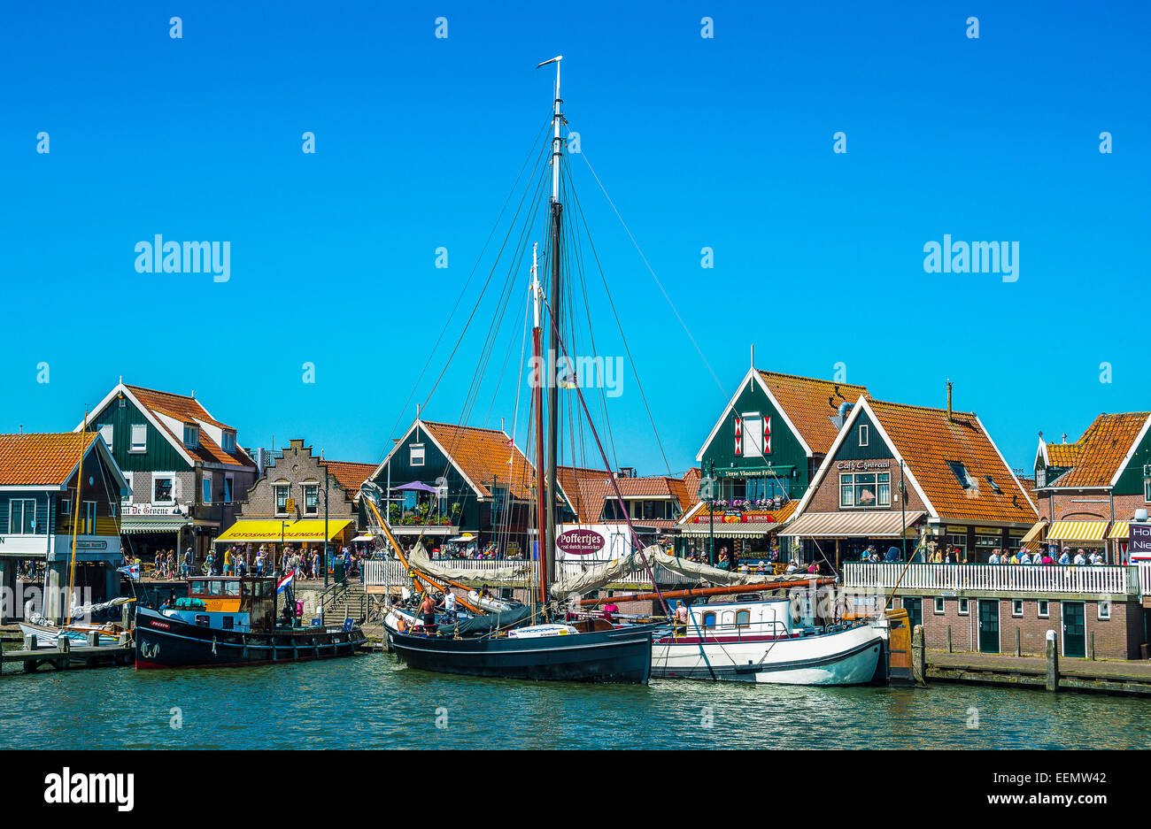 Amsterdam, Waterland district, Volendam, the harbour in front of the ...