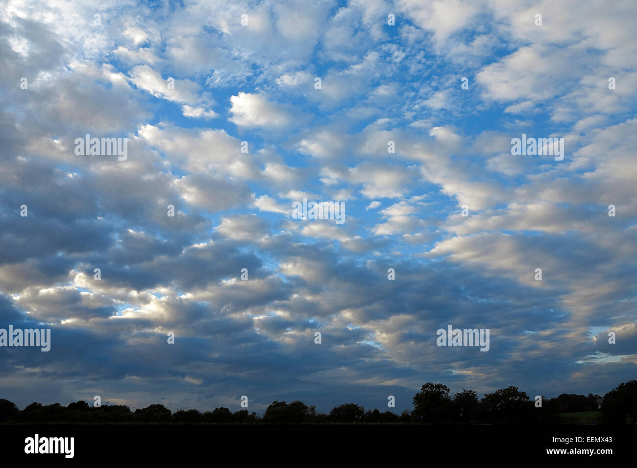 Altocumulus cloud formations over Willaston Village Wirral Cheshire Uk ...