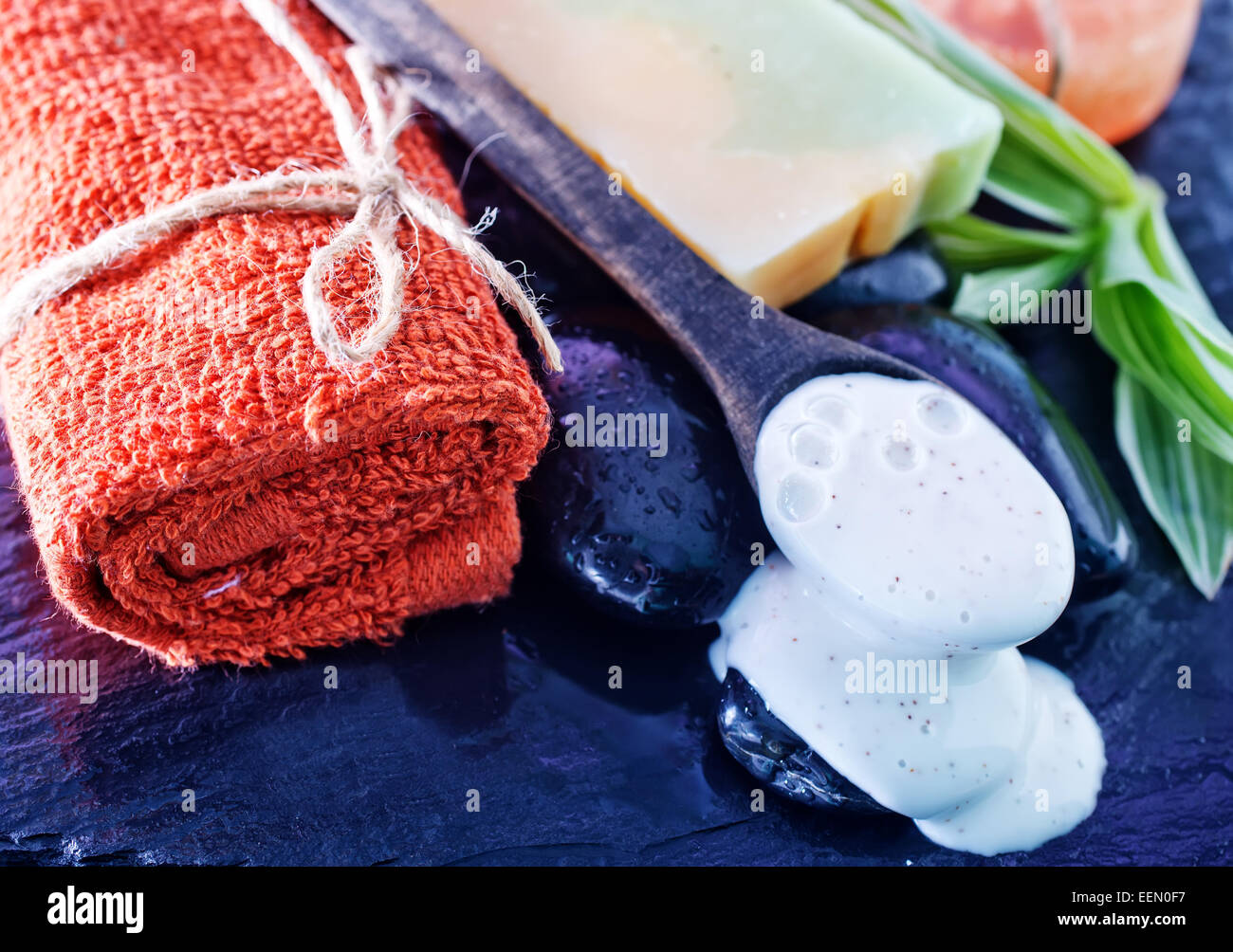 aroma soap and lotion cream on a table Stock Photo - Alamy