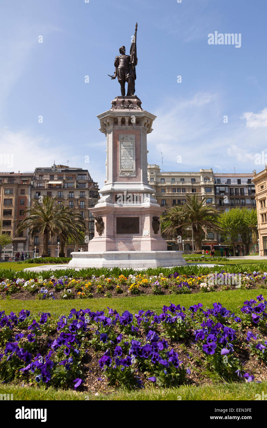 Statue in square. Donostia. San Sebastian. Euskadi. Vasque country ...