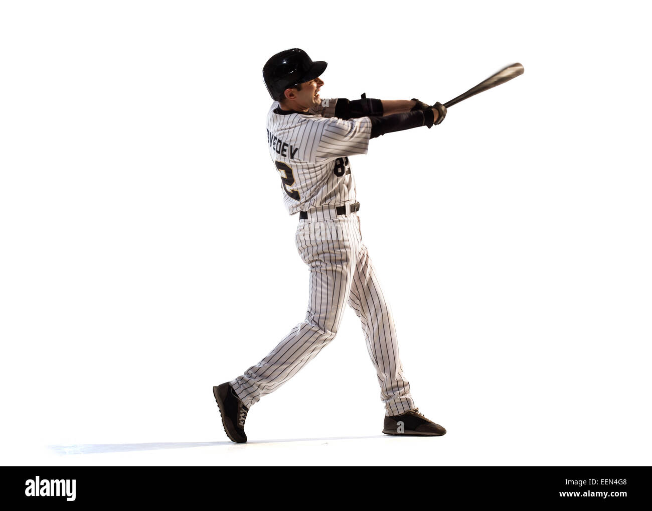 isolated on white professional baseball player in action Stock Photo ...